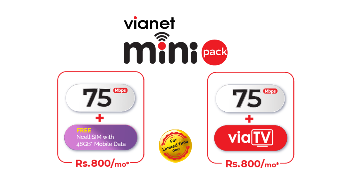Vianet Mini Internet Pack | Price, 75 Mbps, ViaTV, Free Ncell SIM