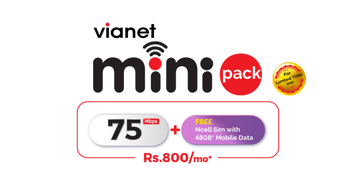 Vianet Mini Internet Pack | Price, 75 Mbps, ViaTV, Free Ncell SIM