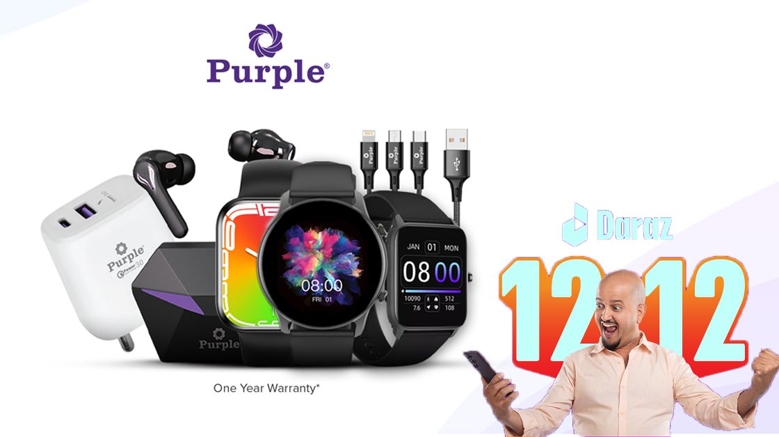 Daraz 12.12 Sale on Purple Products, Smartwatches, Earbuds